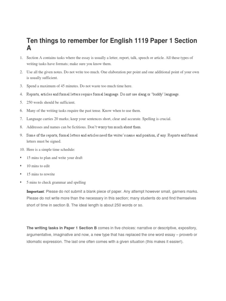 1119 English Format | PDF | Essays | Question