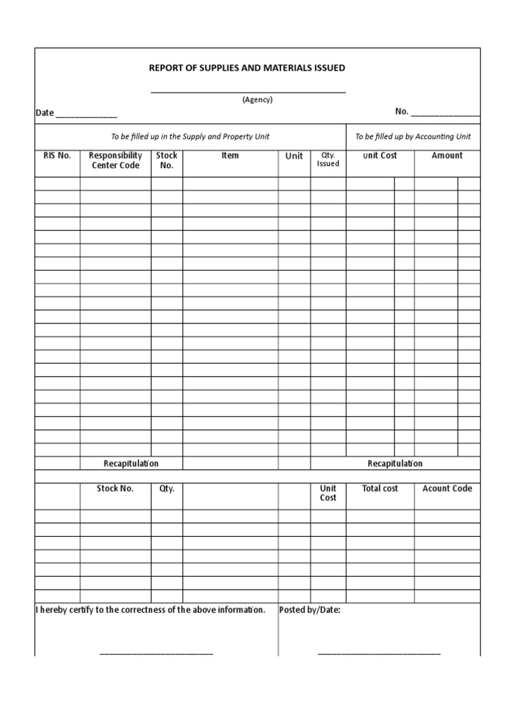 Report of Supplies and Materials Issued | PDF