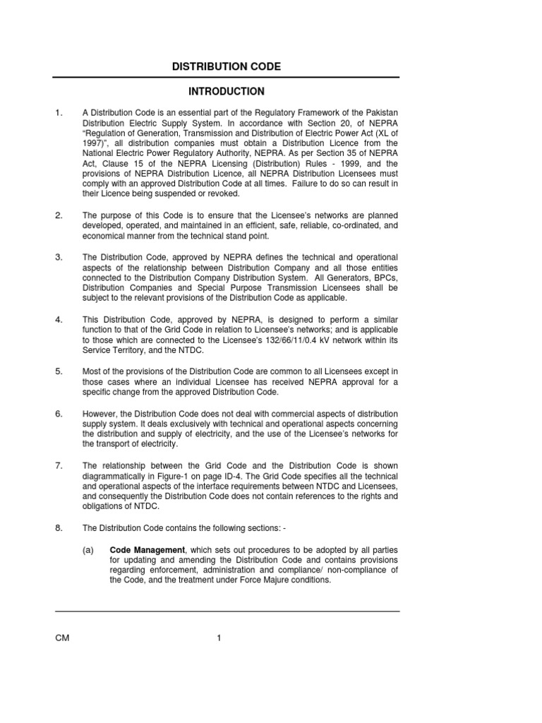 Distribution Code Final | Download Free PDF | Electric Power ...