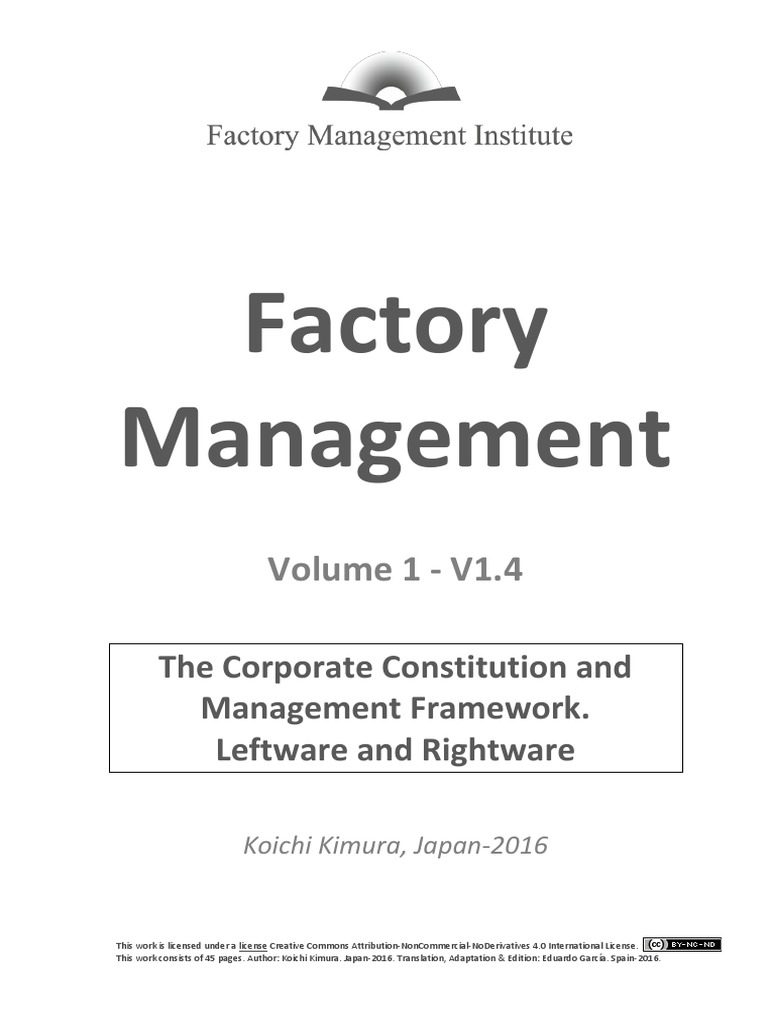Factory Management-1 The Corporate Constitution and Management Framework | PDF | Lean ...