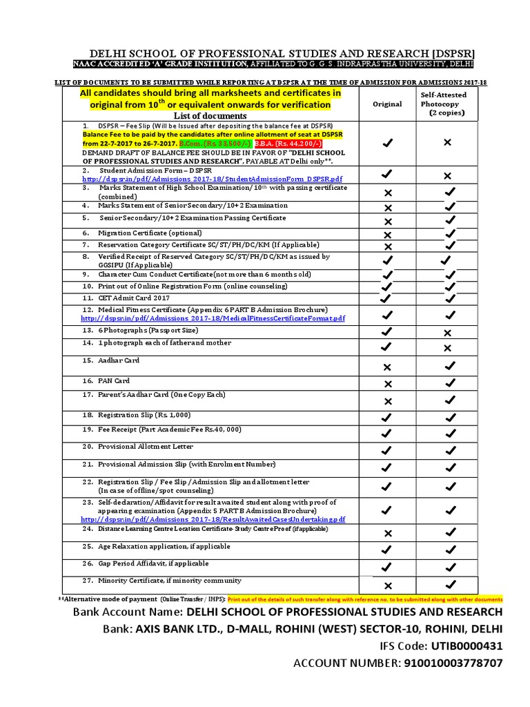 Admissions Checklist | PDF | Behavior Modification | Business