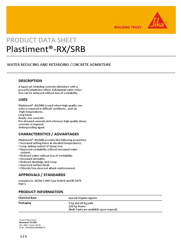 Plastiment - RXSRB | PDF | Concrete | Civil Engineering