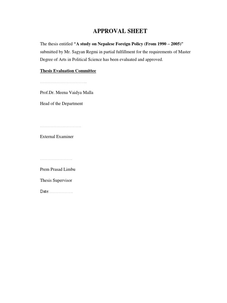 Approval Sheet: Thesis Evaluation Committee | PDF