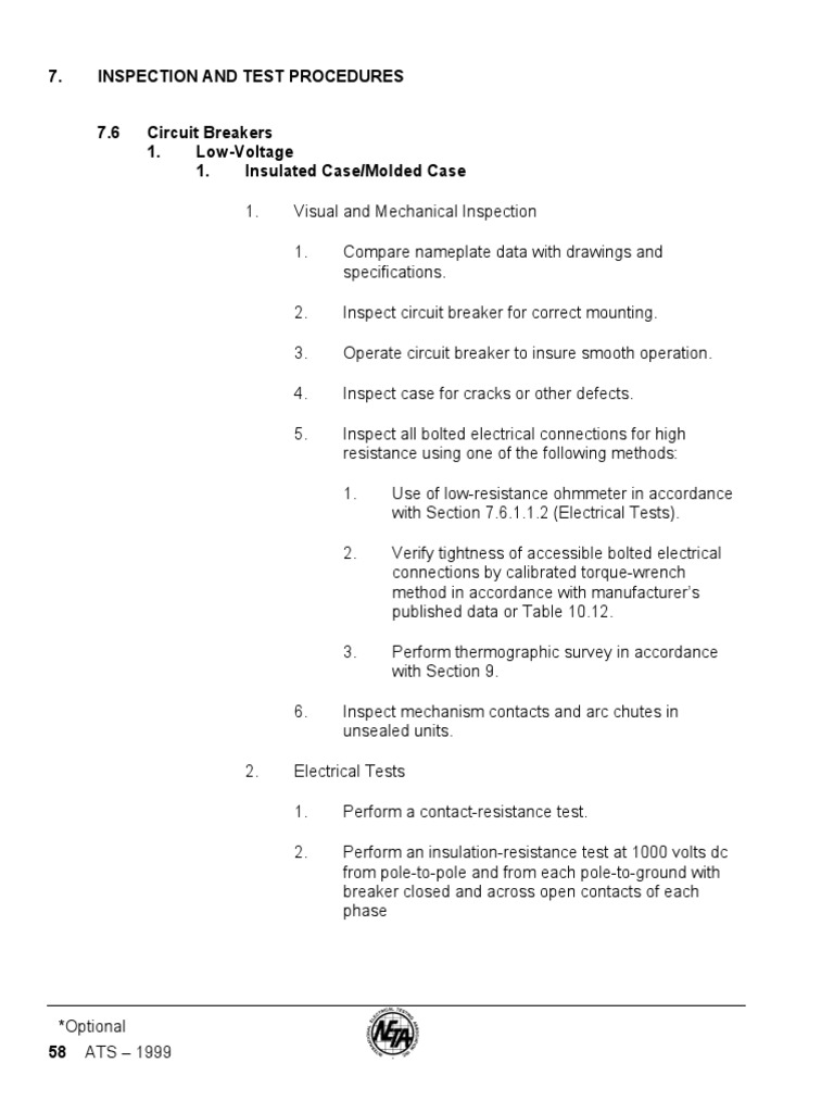 Inspection and Test Procedures | PDF | Insulator (Electricity ...
