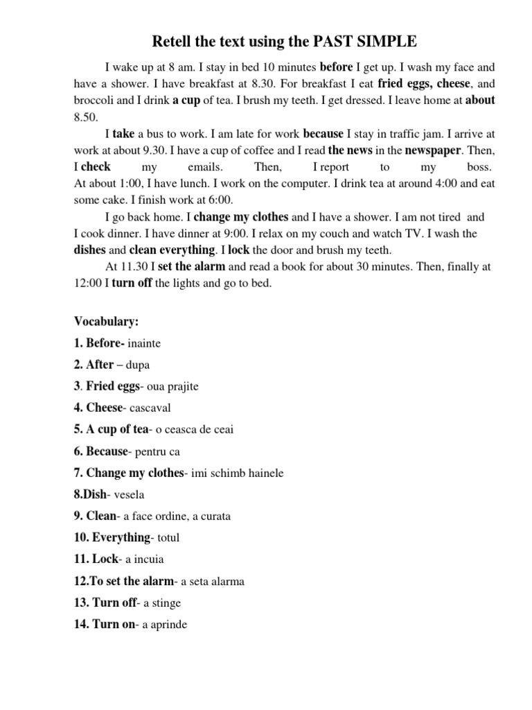 Past Tense Daily Routine | PDF