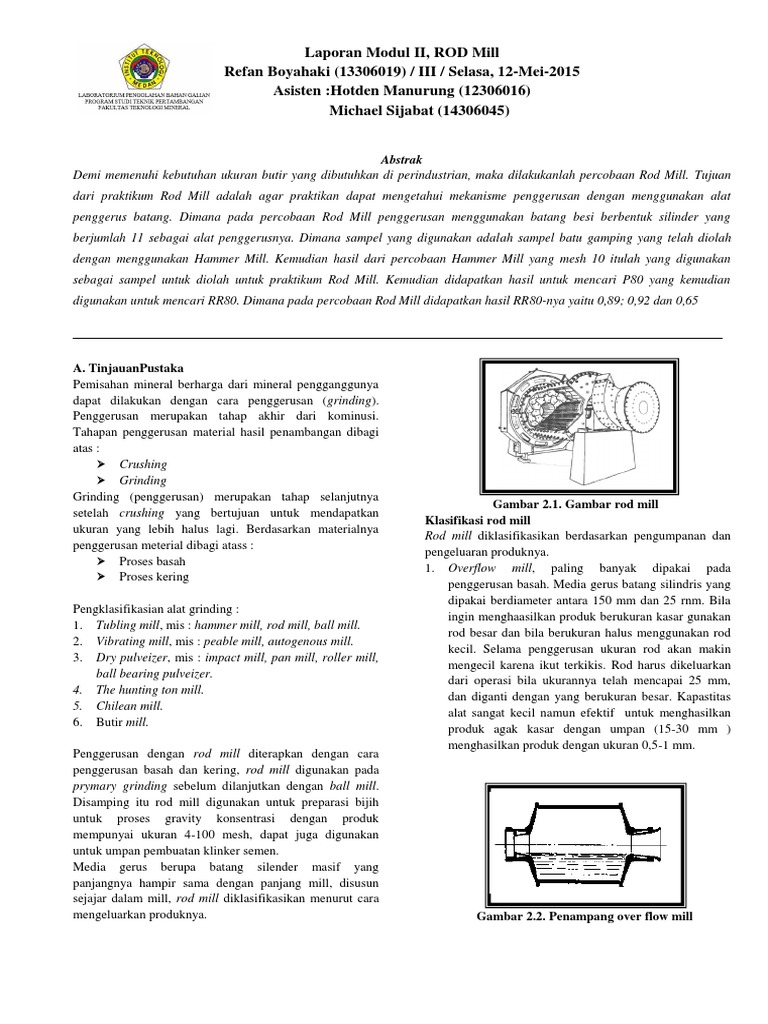 Laporan Modul II, ROD Mill | PDF