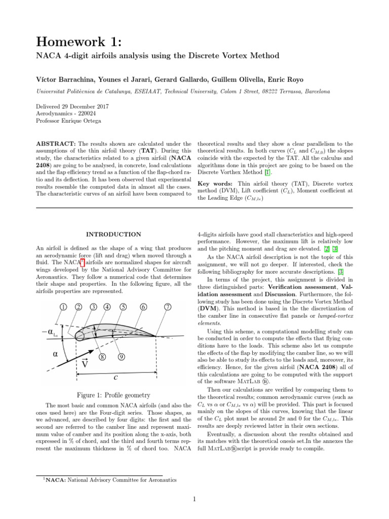 Discrete Vortex Method | PDF | Airfoil | Lift (Force)