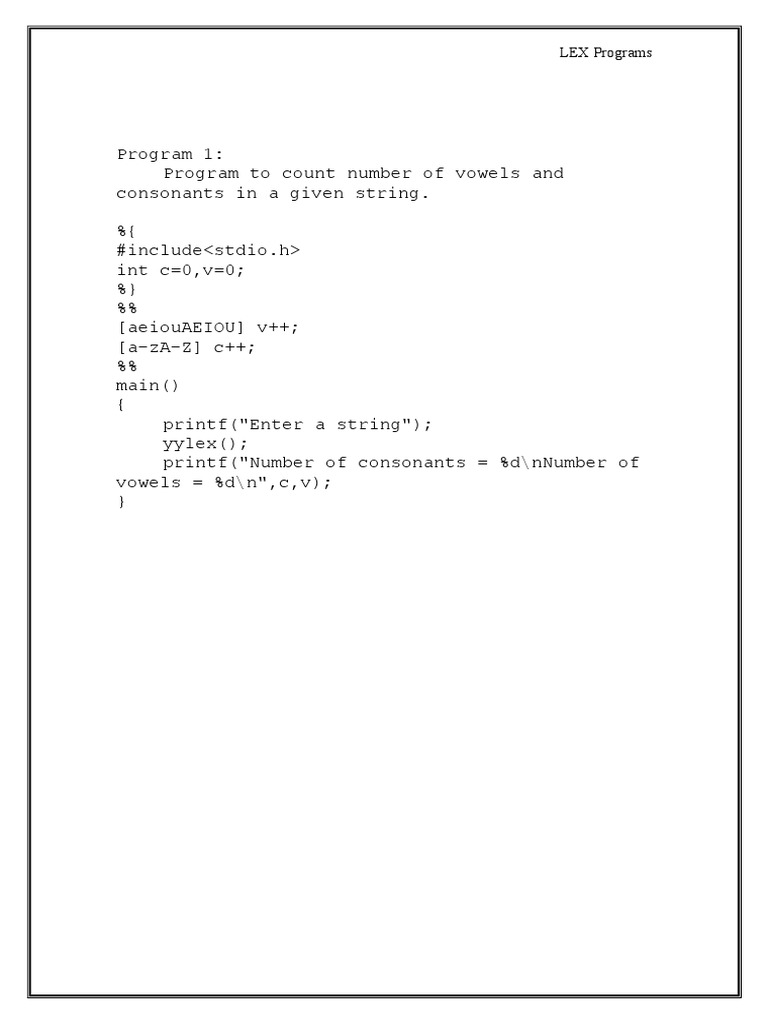 LEX Programs | PDF | Computer Engineering | Computer Architecture