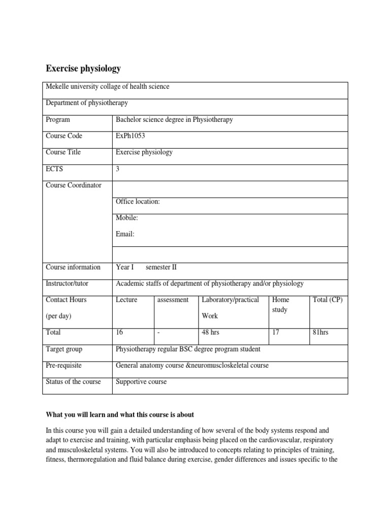 Ex Phy Syl | PDF | Physical Therapy | Physical Exercise