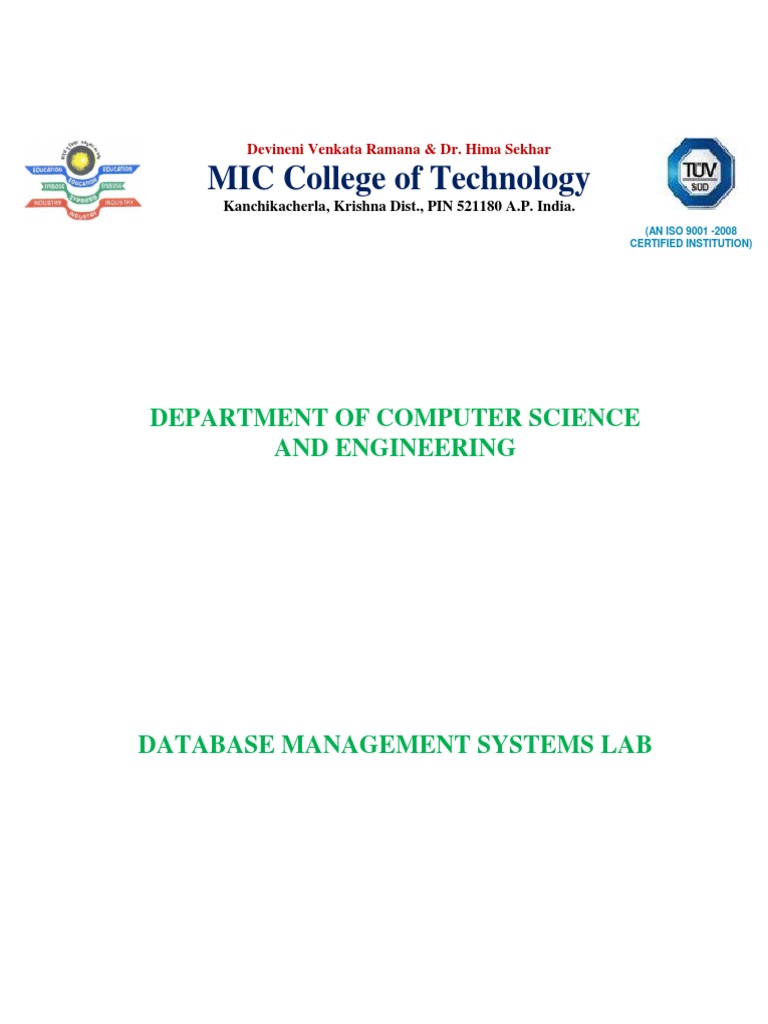 Dbms Lab Manual | Download Free PDF | Pl/Sql | Sql