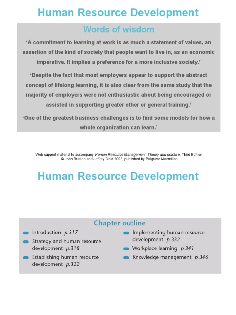 Human Resource Development: Words of Wisdom | PDF | Learning ...
