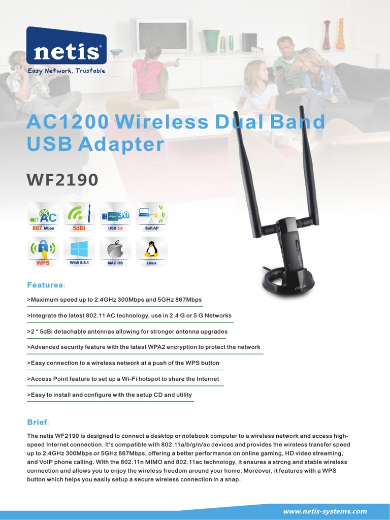 Netis WF2190 Datasheet | Download Free PDF | Wi Fi | Ieee 802.11