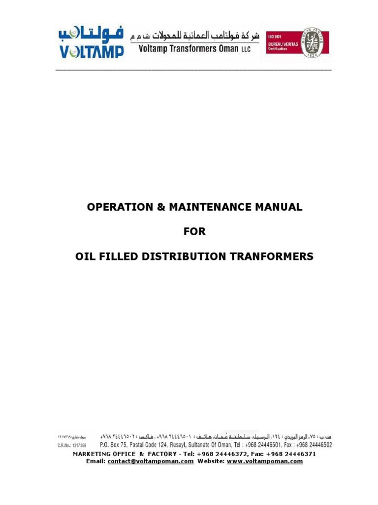 O&M Manual Distribution Transformers | PDF | Transformer | Electrical ...