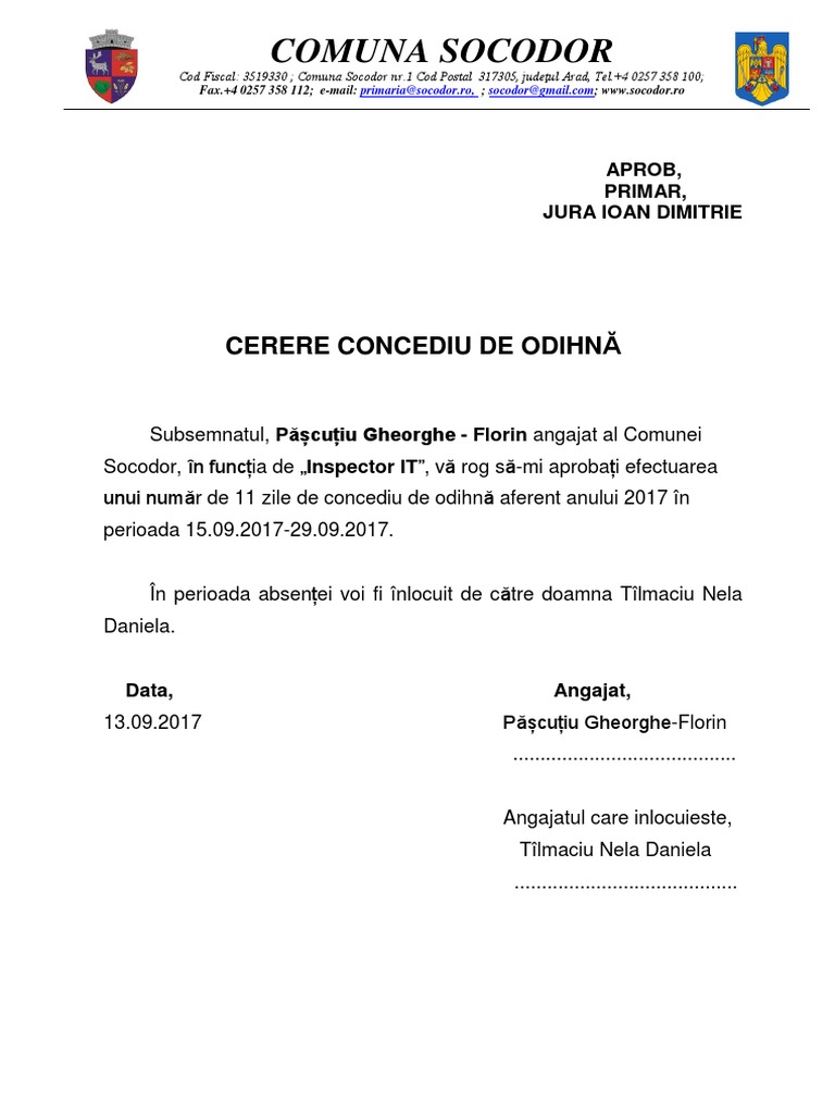 Model Cerere Concediu