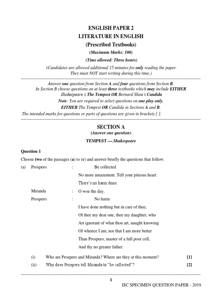 English Paper 2 Literature in English (Prescribed Textbooks) | PDF ...