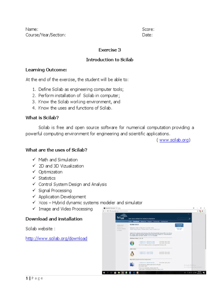 Exercise 3 - Introduction To Scilab | PDF | 64 Bit Computing | Digital Technology