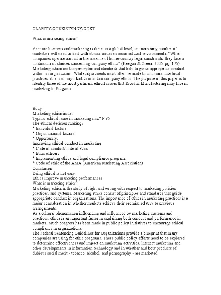 Understanding Marketing Ethics | PDF | Value (Ethics) | Marketing
