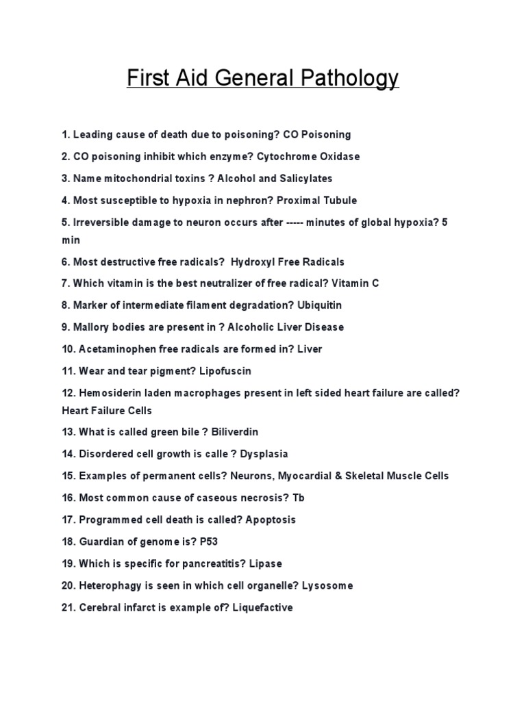First Aid Guide to General Pathology | PDF | Inflammation | Necrosis