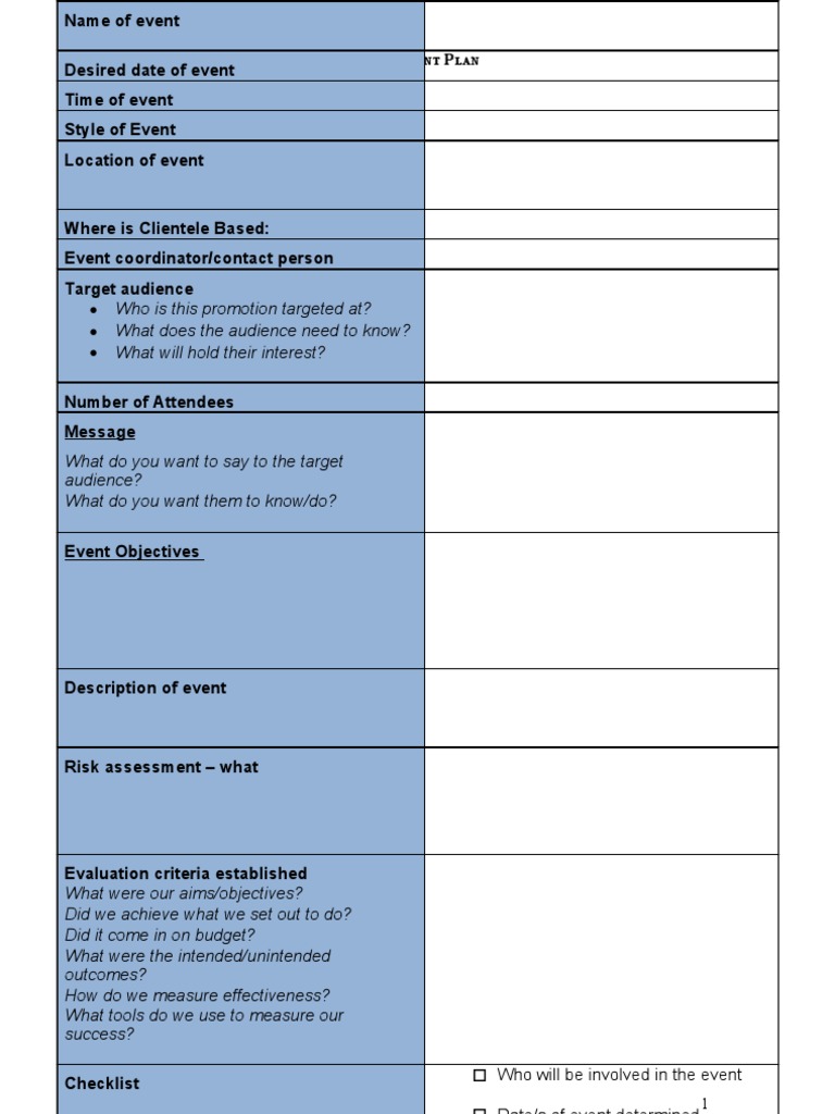 Event Planning Template | PDF | Business