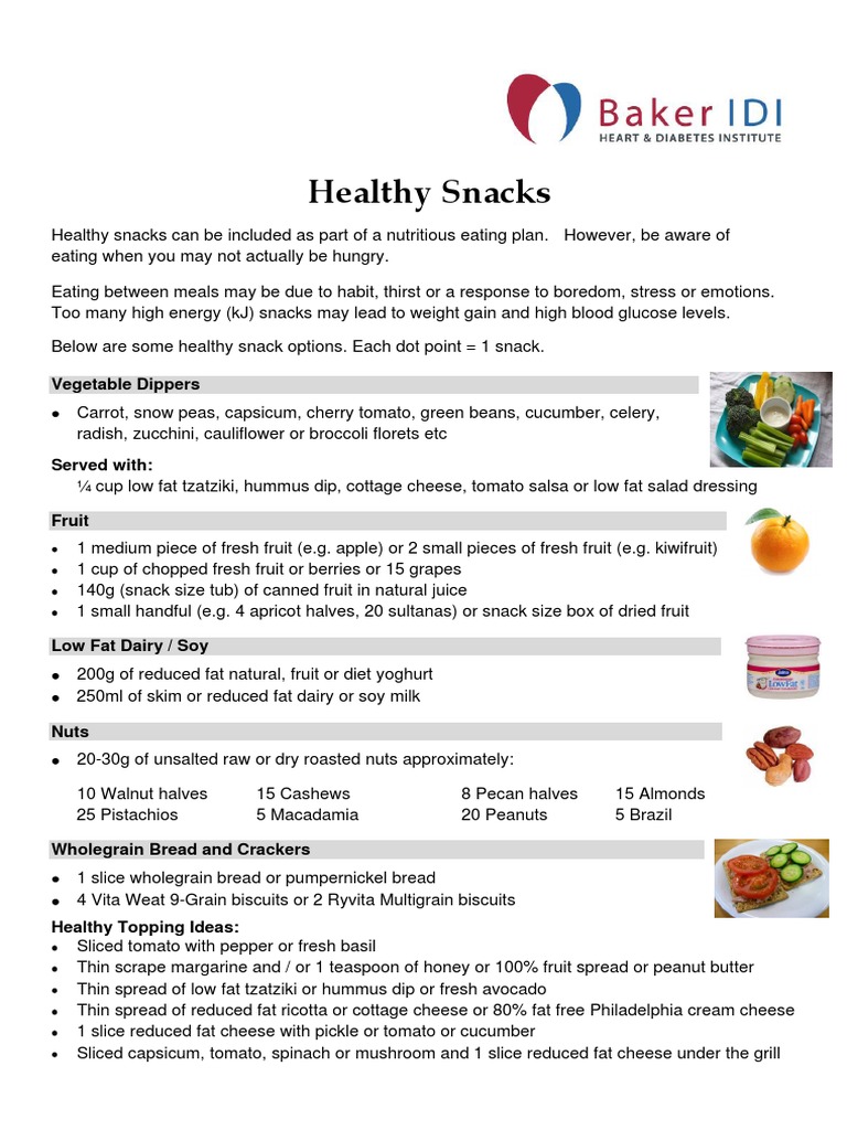 BakerIDI Factsheet Healthy Snacks | PDF | Fruit | Popcorn