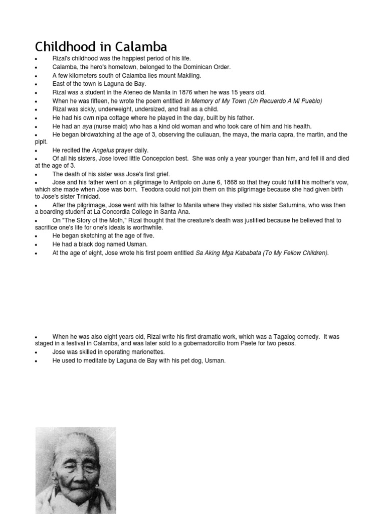 Childhood in Calamba | PDF