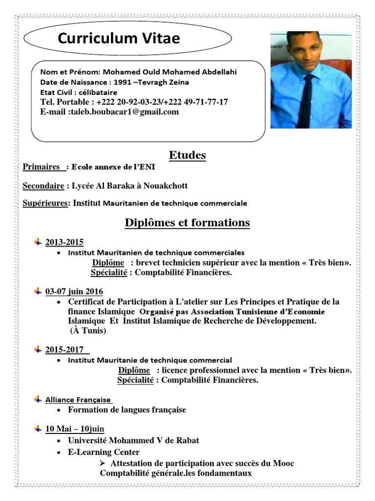 CV Med | PDF | Mauritanie | Comptabilité