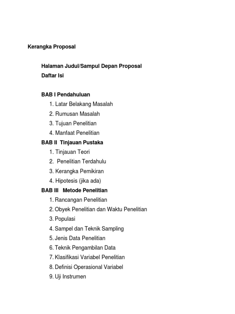 Kerangka Proposal | PDF