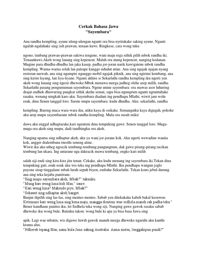 Cerkak Bahasa Jawa | PDF