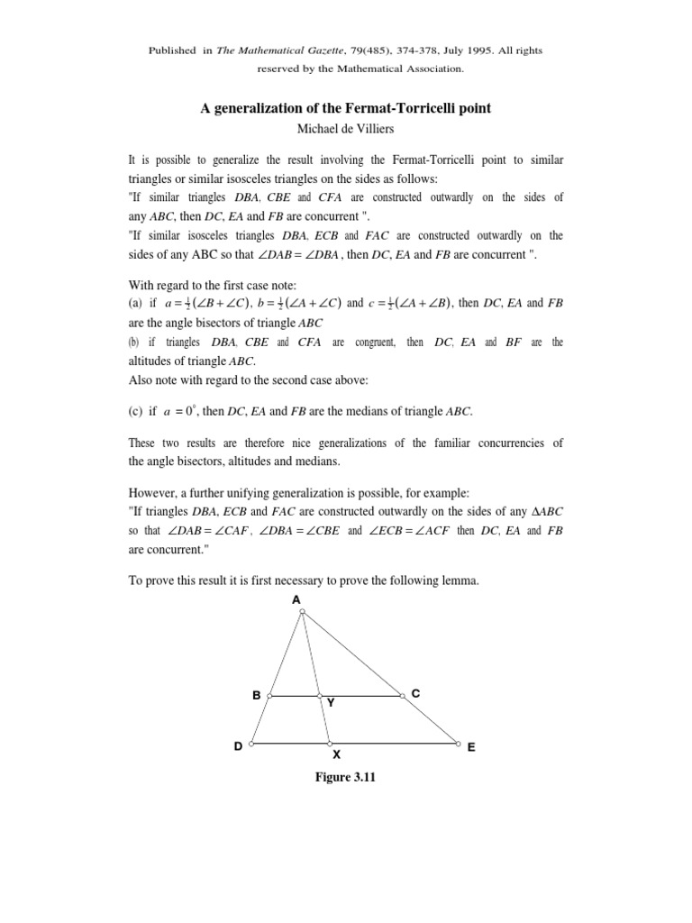 Generalization of Fermat-Torricelli Point | PDF | Sine | Triangle