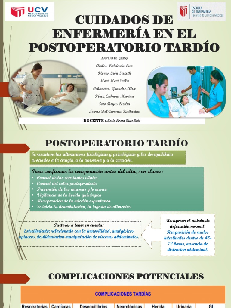 Postoperatorio Tardio | PDF | Tos | Especialidades Medicas
