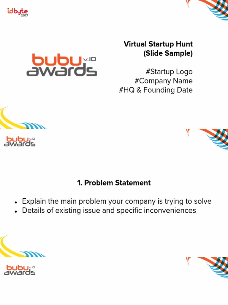 Bubu Awards v.10 Virtual Startup Hunt - Sample Pitch Deck | PDF