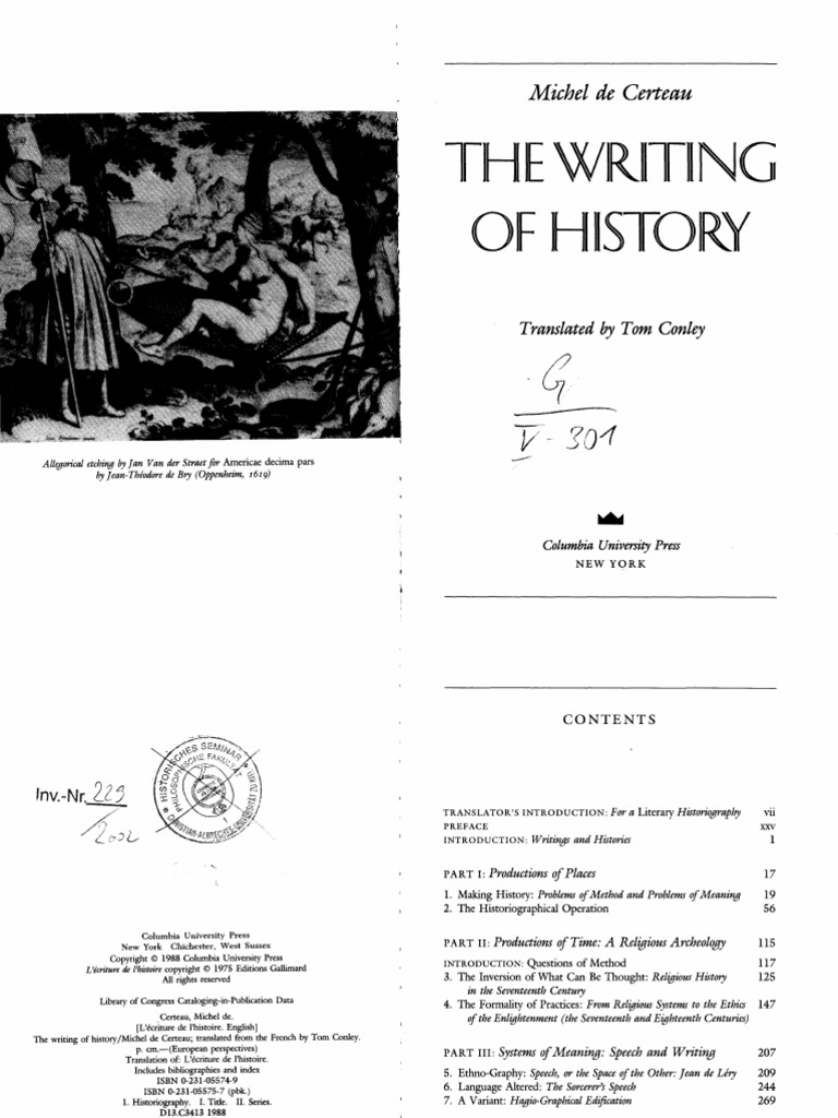(Michel de Certeau) The Writing of History PDF | PDF | Historian ...