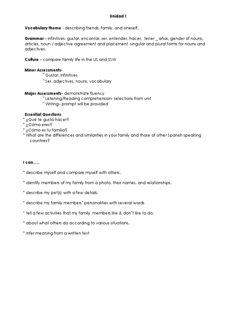 Unit 1 Overview I Can | PDF
