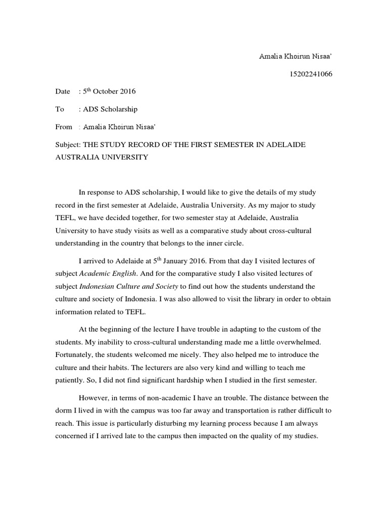 Scholarship Report Example | PDF