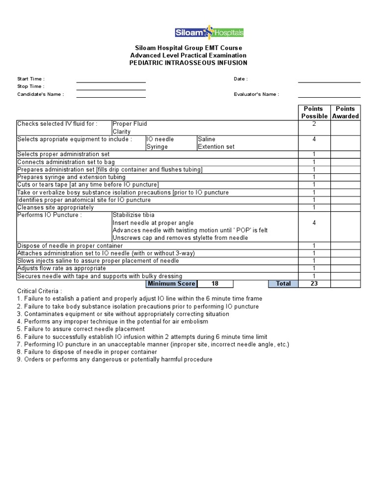 Paramedic Pratical Exam - Revisi | PDF | Intravenous Therapy | Physical ...