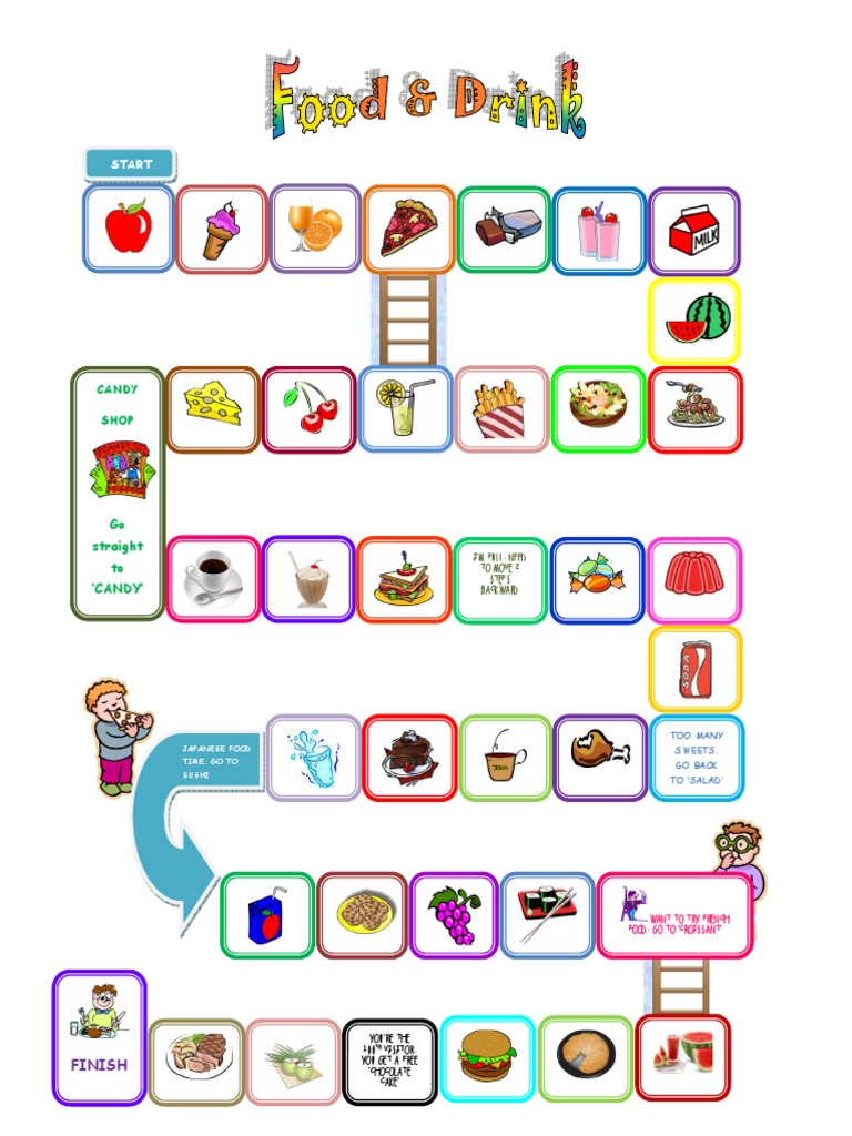 Food and Drink Board Game Fun Activities Games Games 6680 | PDF ...