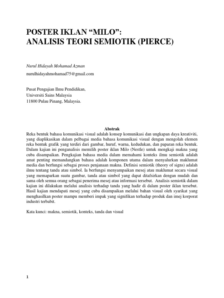 Analisis Poster Menggunakan Teori Semiotik. | PDF