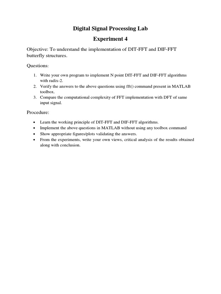 Digital Signal Processing Lab Experiment 4 | PDF