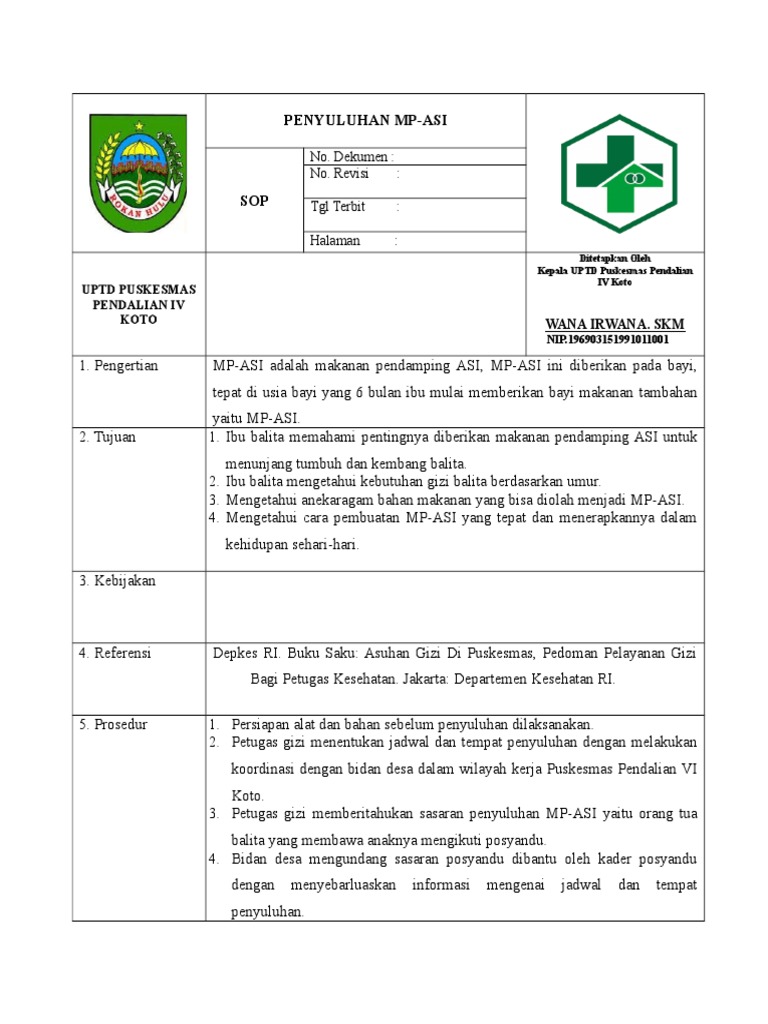 Sop Penyuluhan Mp-Asi | PDF