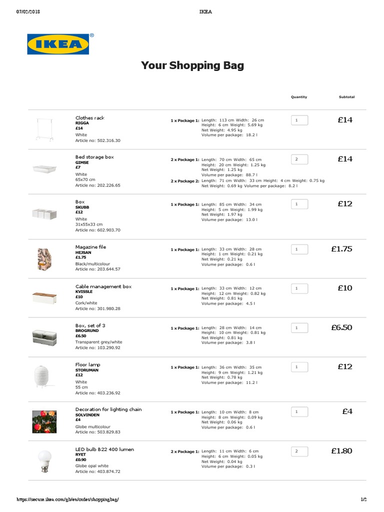 IKEA Shopping List | PDF