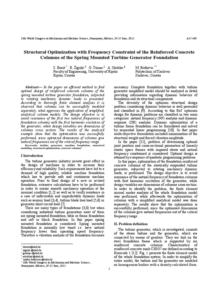 Structural Optimization With Frequency Constraint of The Reinforced Concrete Columns of The ...