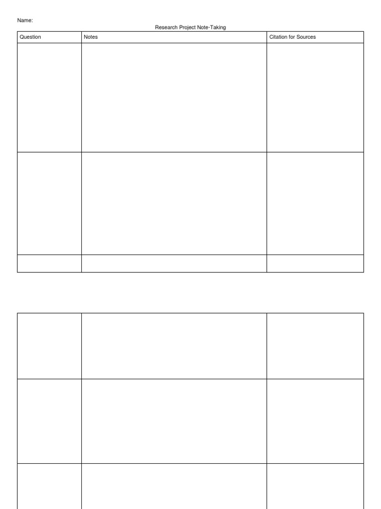 Research Project Note-Taking | PDF