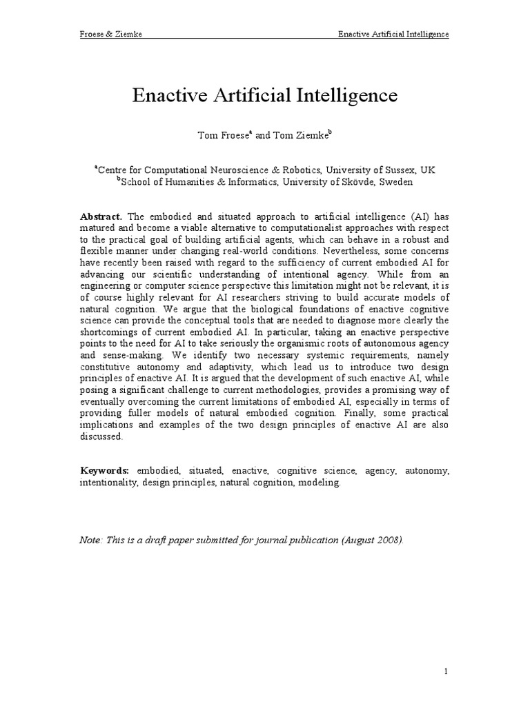 Enactive AI White Paper | PDF | Embodied Cognition | Artificial ...