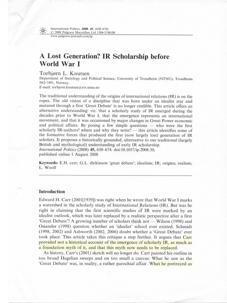 Knutsen, A Lost Generation PDF | PDF