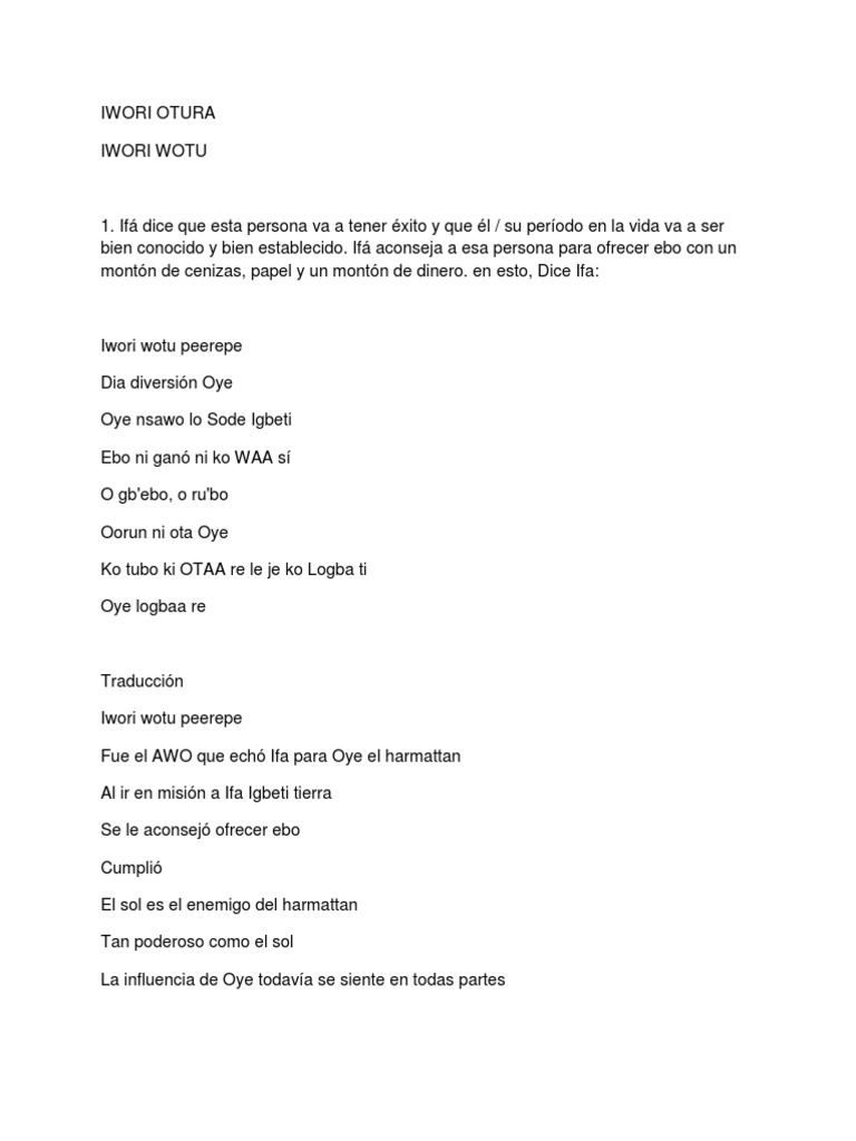 13 Iwori Otura Ingles | PDF | Religión étnica | Santeria