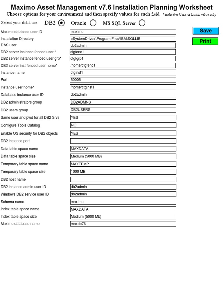 Mam 76 Planning Worksheet | Download Free PDF | Ibm Db2 | Application ...
