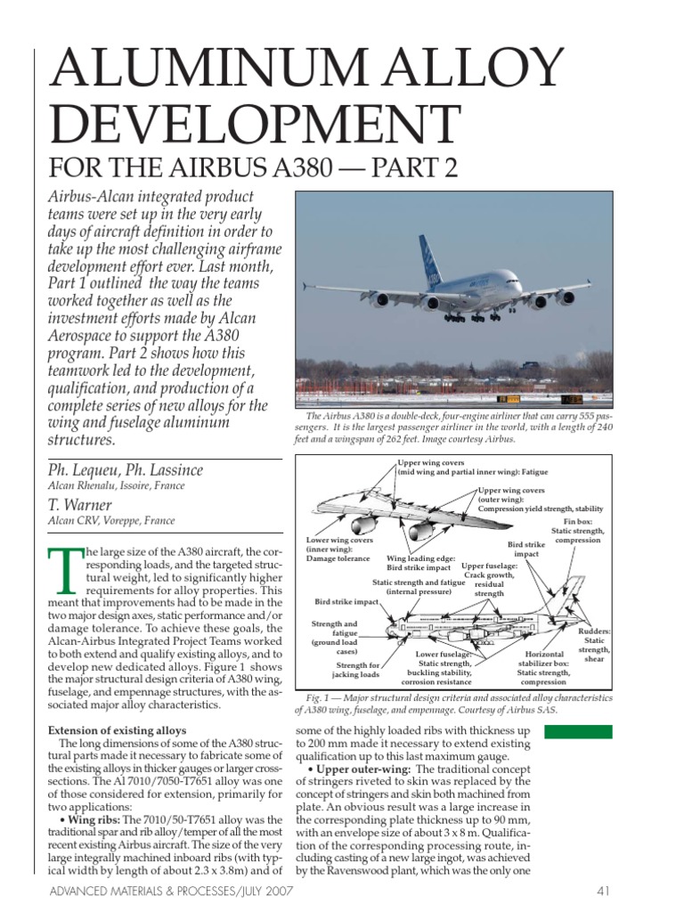 Aluminum Alloy Development: For The Airbus A380 - Part 2 | PDF ...