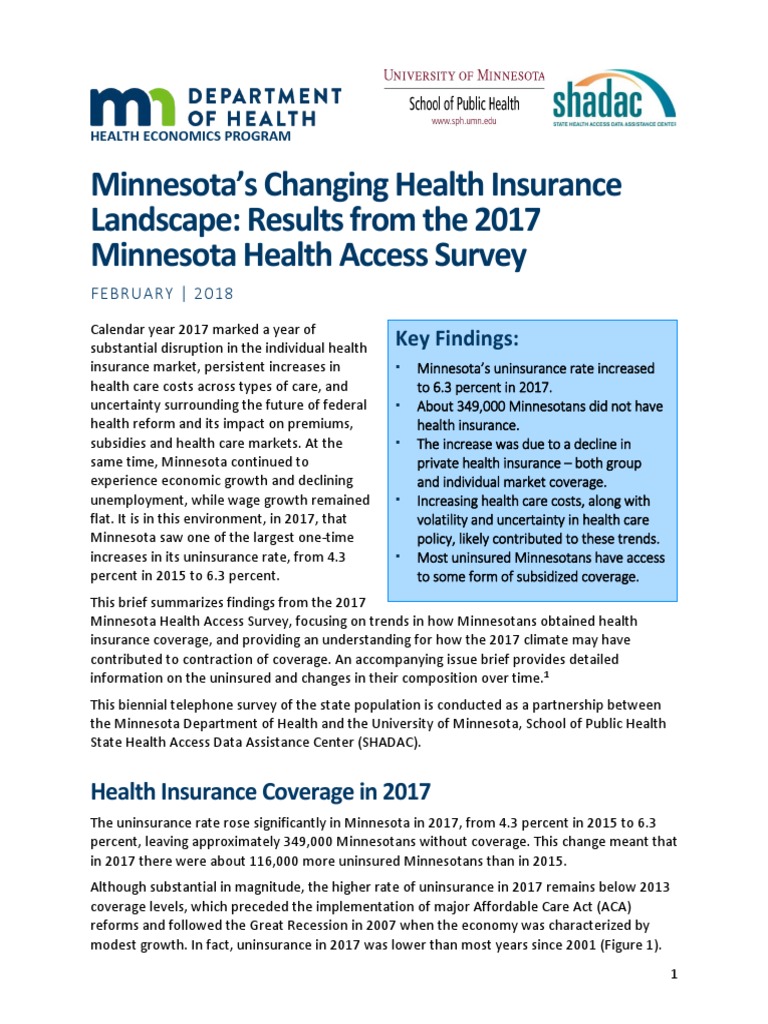 Minnesota's Changing Health Insurance Landscape: Results From The 2017 ...