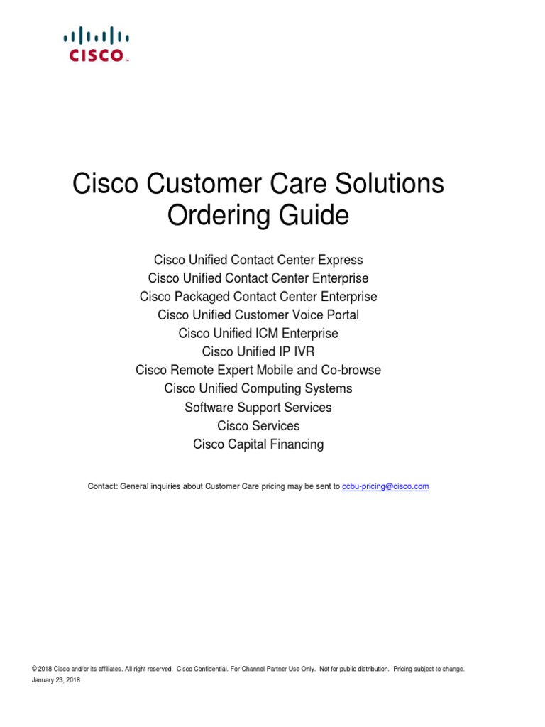 Cisco Customer Care Solutions Ordering Guide | PDF | Cisco Systems ...