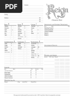 REIGN Character Sheet Fillable | PDF